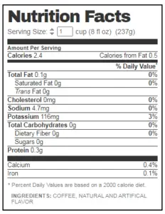 Dunkin Donuts French Vanilla K-Cup Nutrition Facts