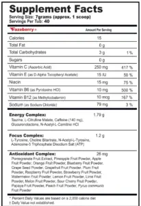 G Fuel Supplement Facts